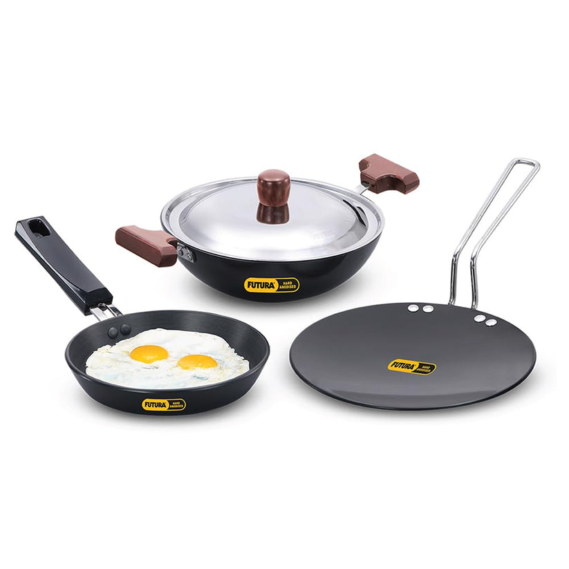 Hawkins Futura 3 Pieces Cookware Gift Set - Hard Anodised Tava, Frying ...