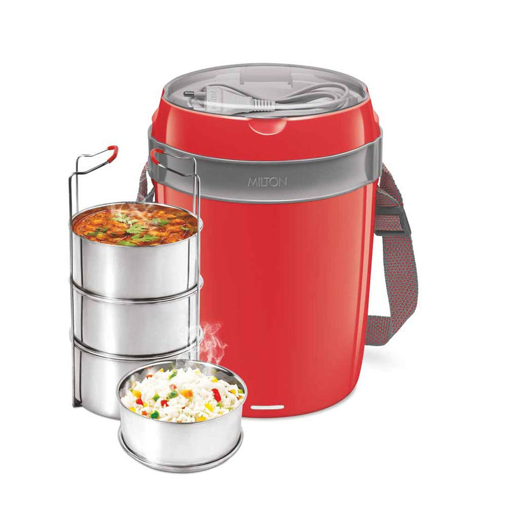 MILTON Euroline Futron Stainless Steel Electric Lunch Box, (4 Containe ...